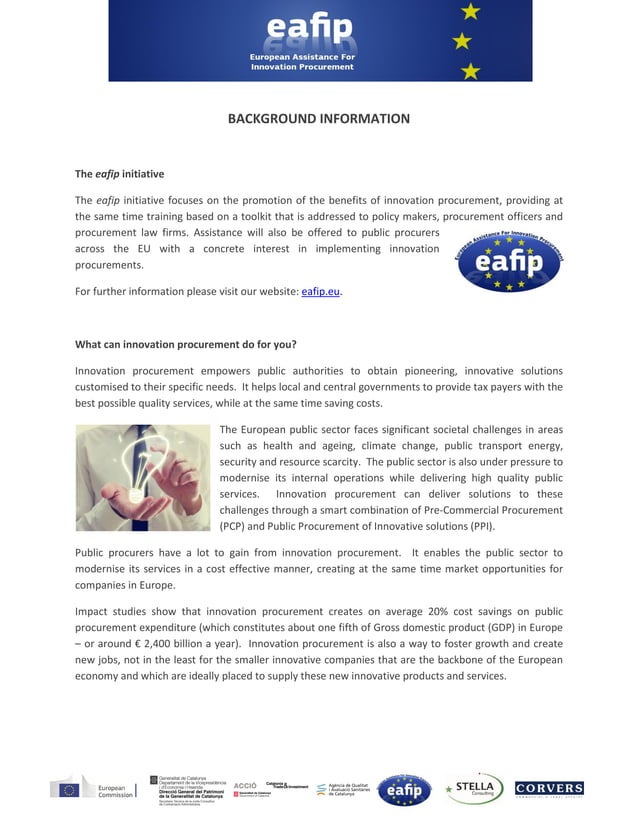 European Assistance for Innovation Procurement (eafip) | PDF | Events
