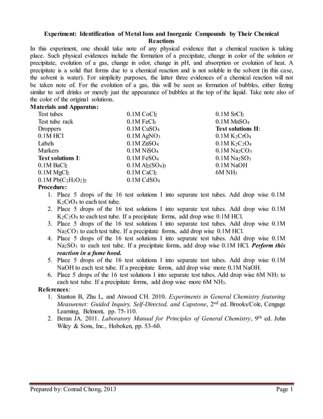 01 Experiment Basic Chemistry | PDF