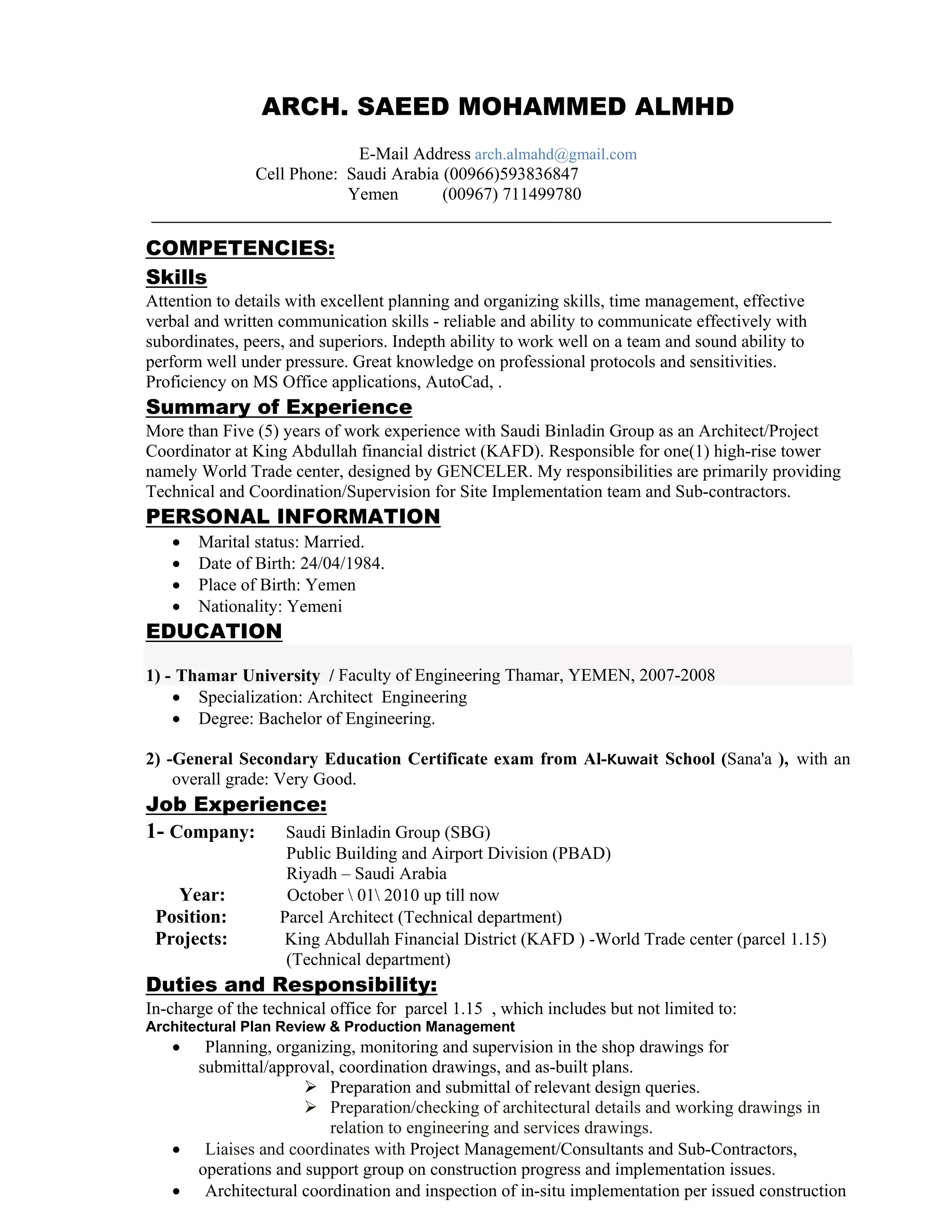 arch saeed CV | PDF