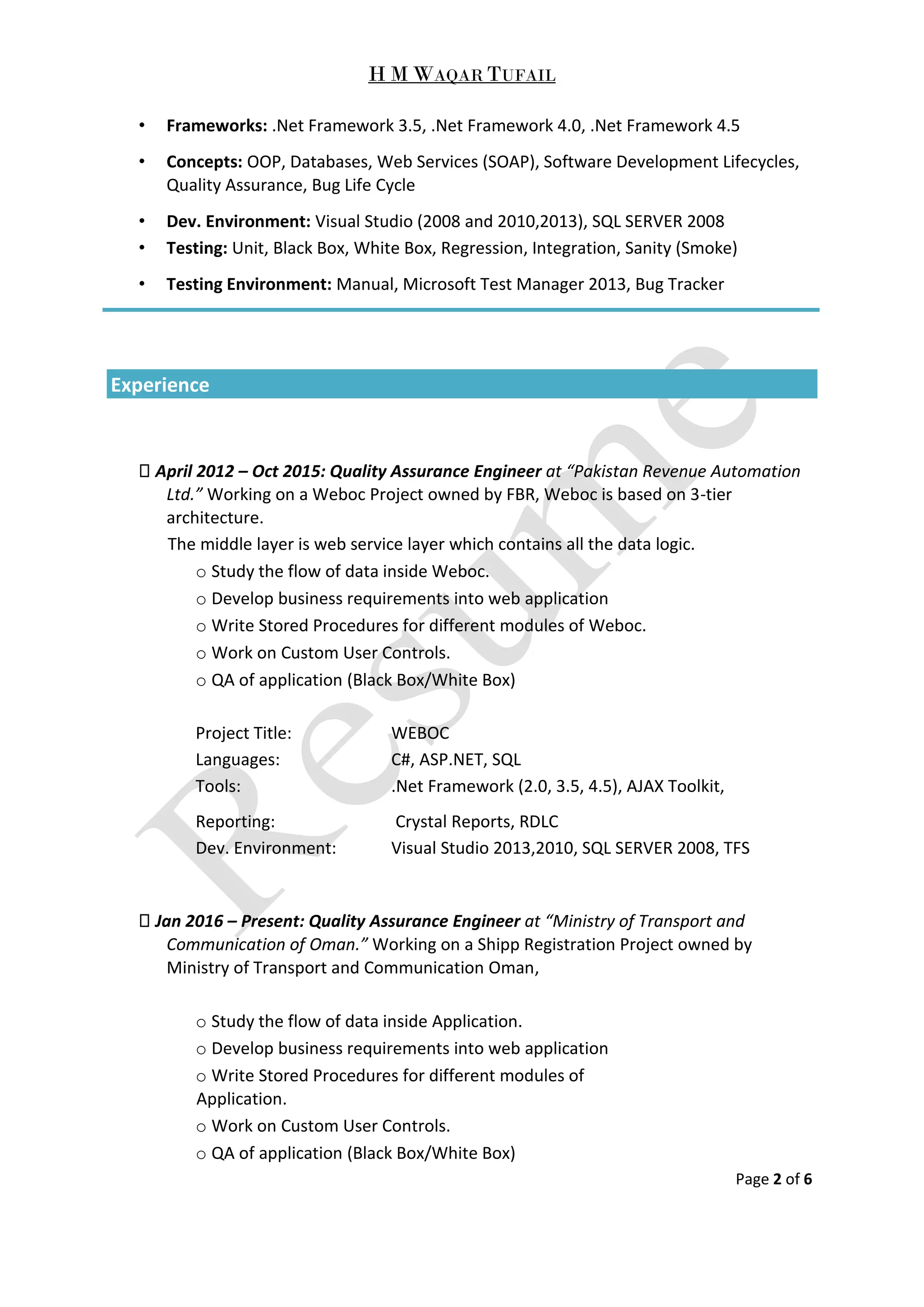 WAQAR Resume | PDF