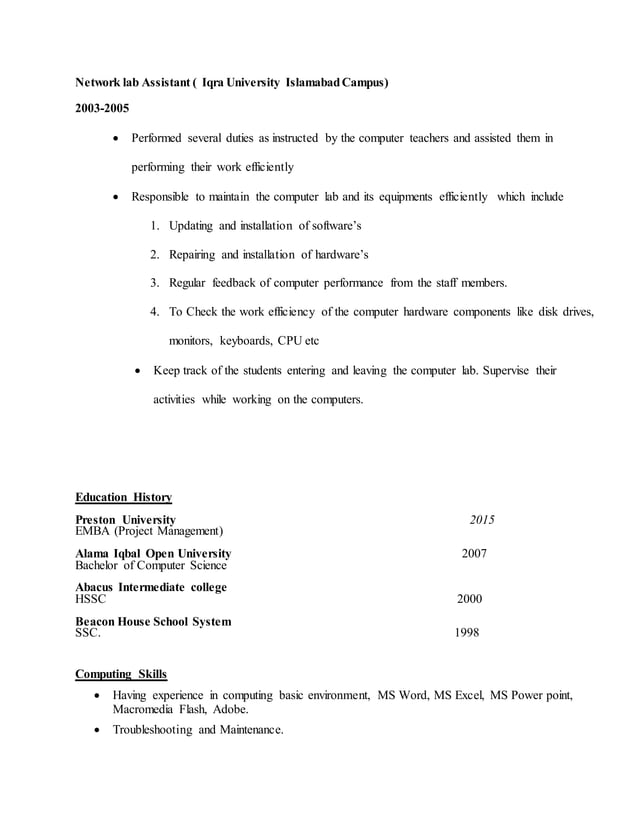 Umar Rashid Resume | PDF