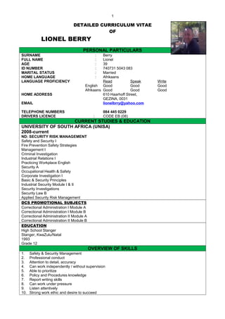 Lionel CV NEW - Copy | DOC