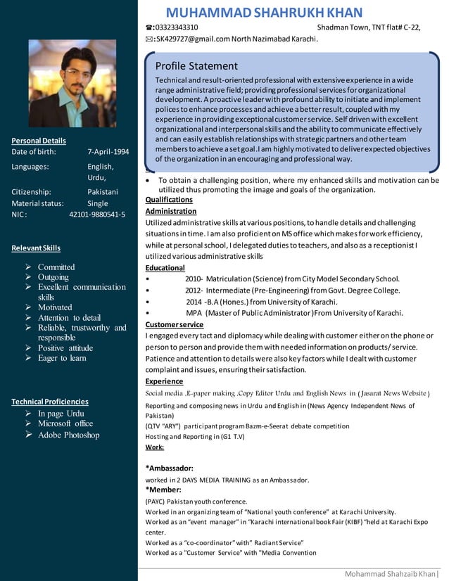 shahrukh khan cv final doc | DOCX