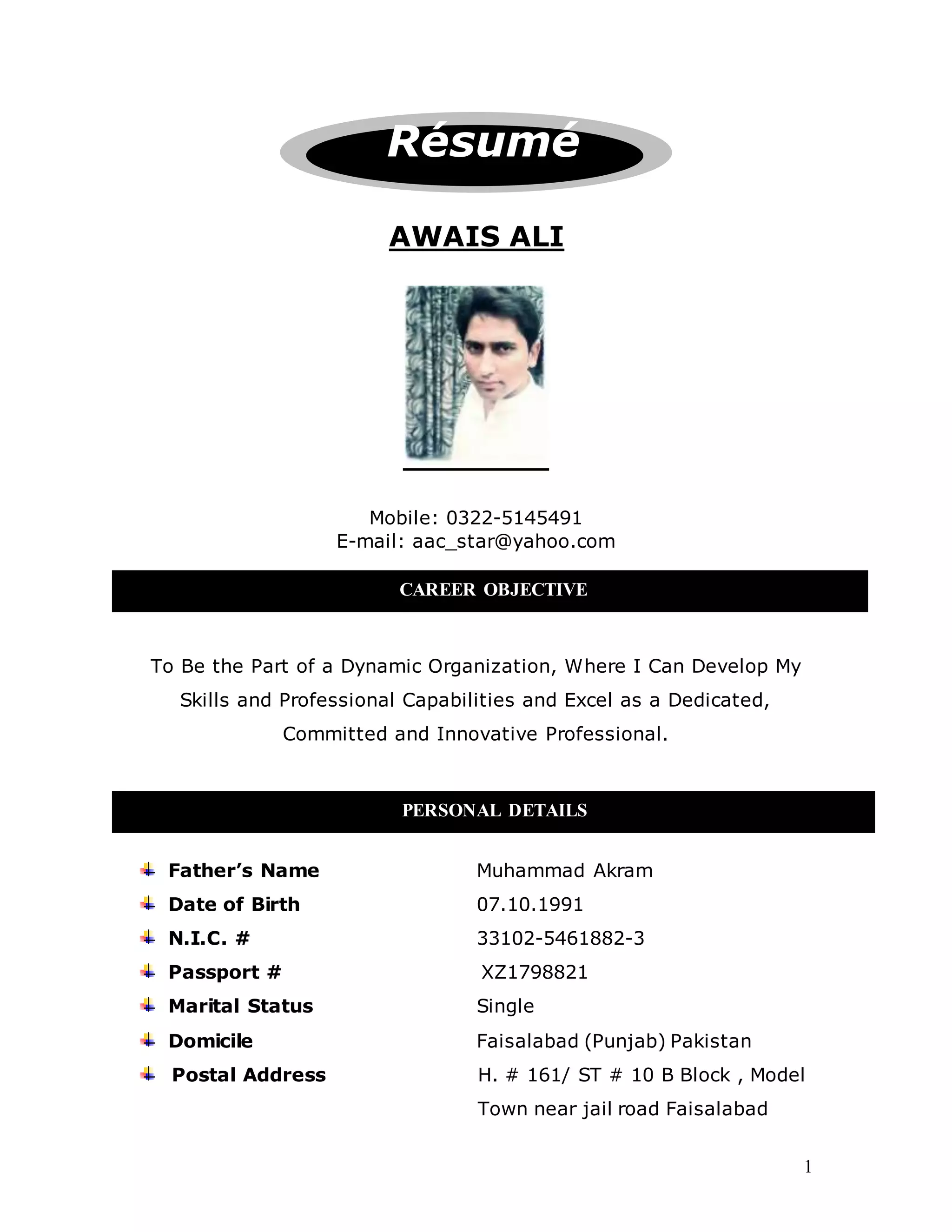 Awais CV | PDF