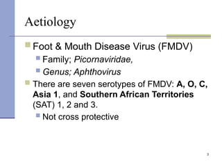 Foot and mouth disease in Livestock and Corridor Animals | PPTX