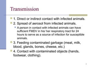 Foot and mouth disease in Livestock and Corridor Animals | PPTX