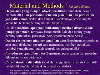 PENULISAN ARTIKEL ILMIAH - PENDAHULUAN MATERIAL DAN METODE | PPT