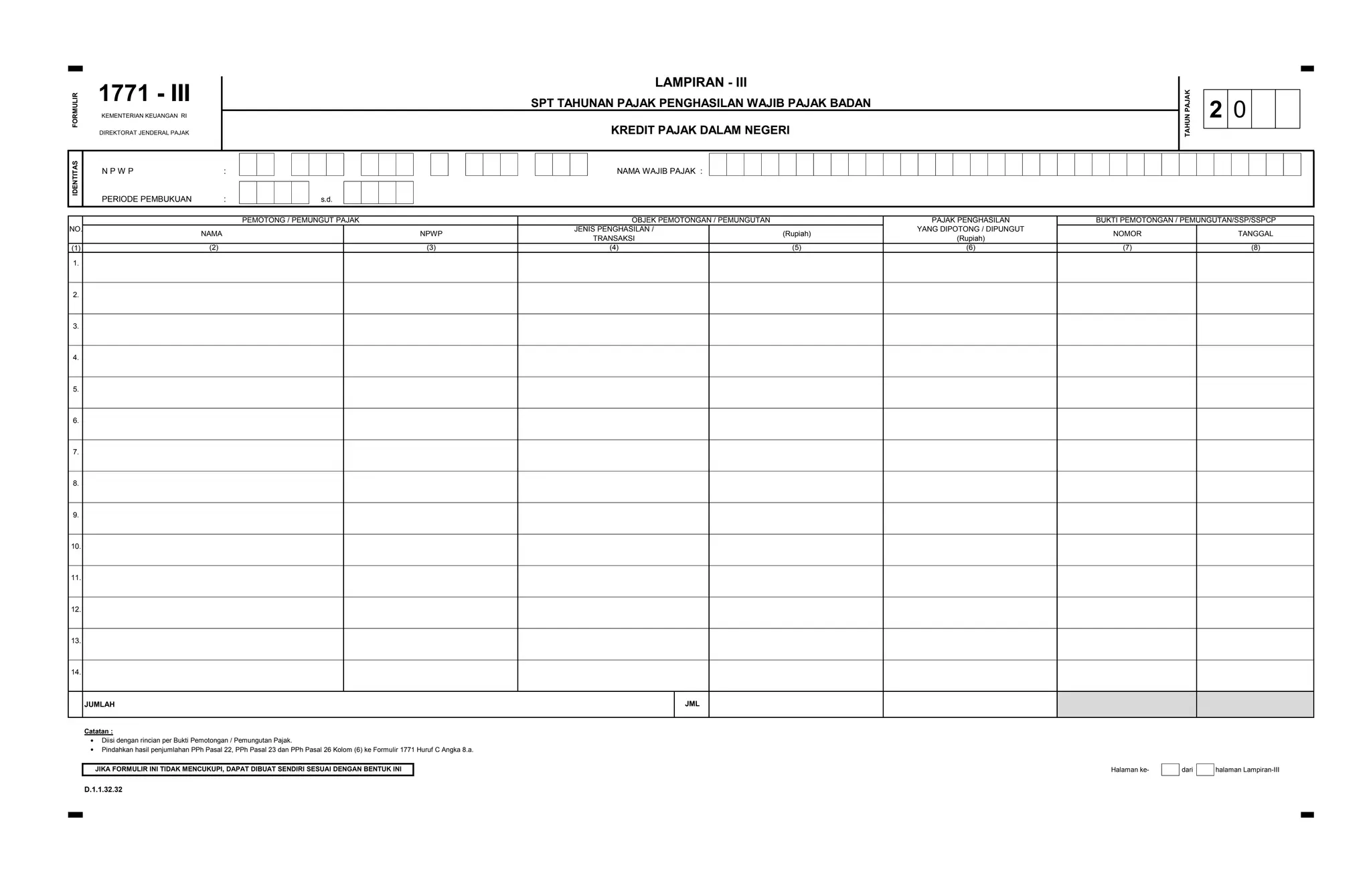 SPT form induk 1771 | PDF