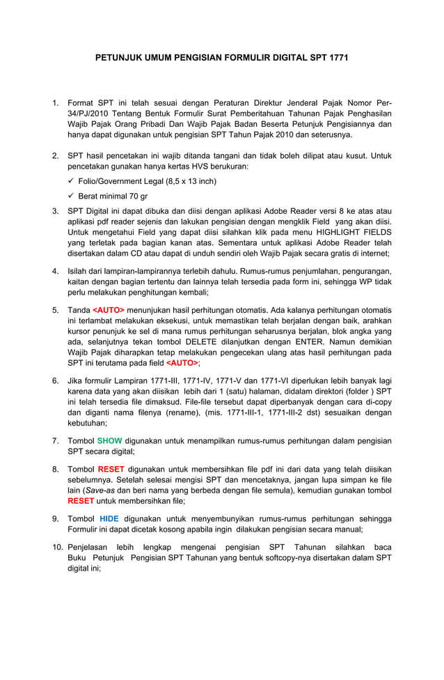 SPT form induk 1771 | PDF