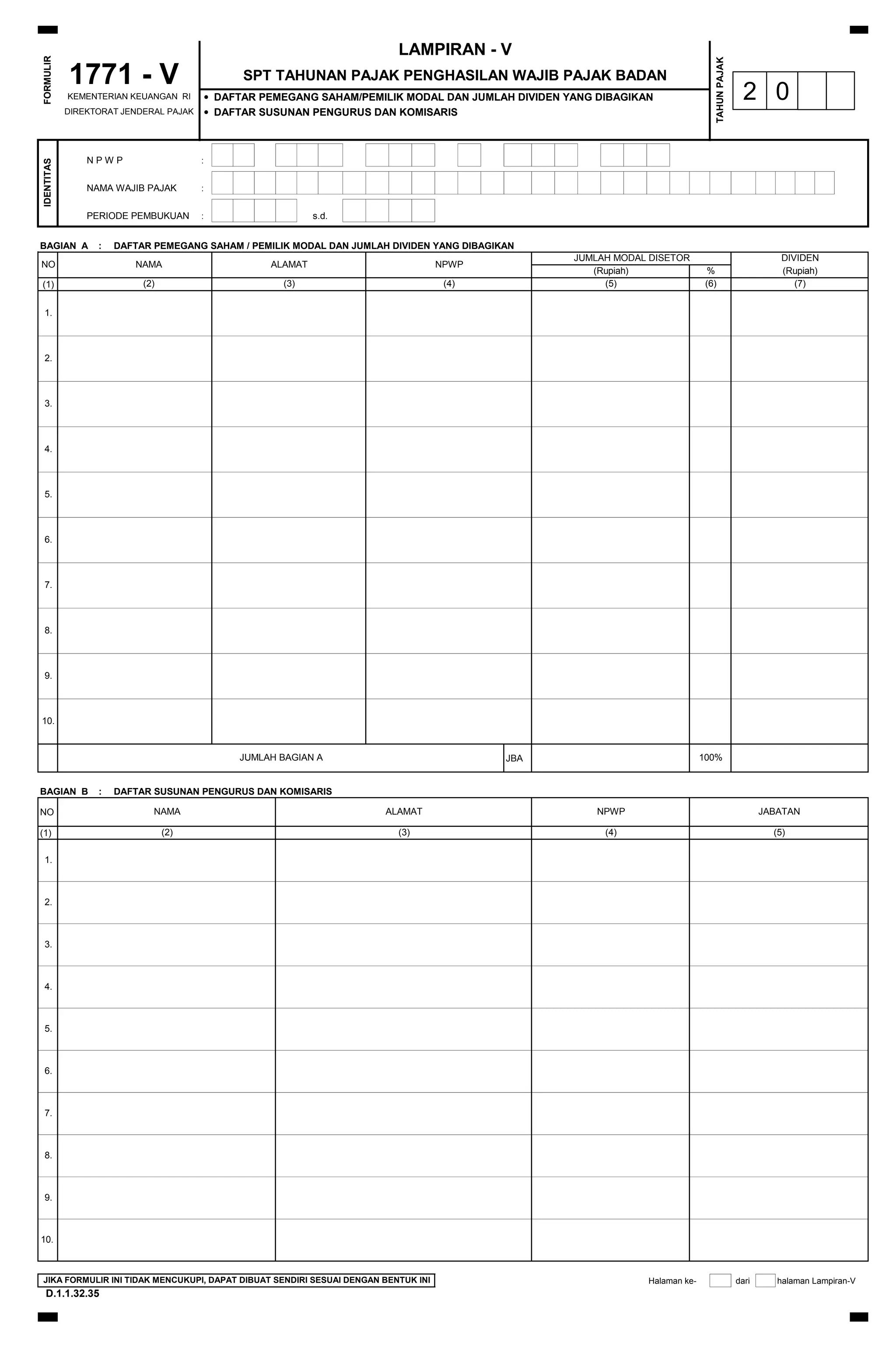 Form Induk 1771 Tahun 2010 | PDF