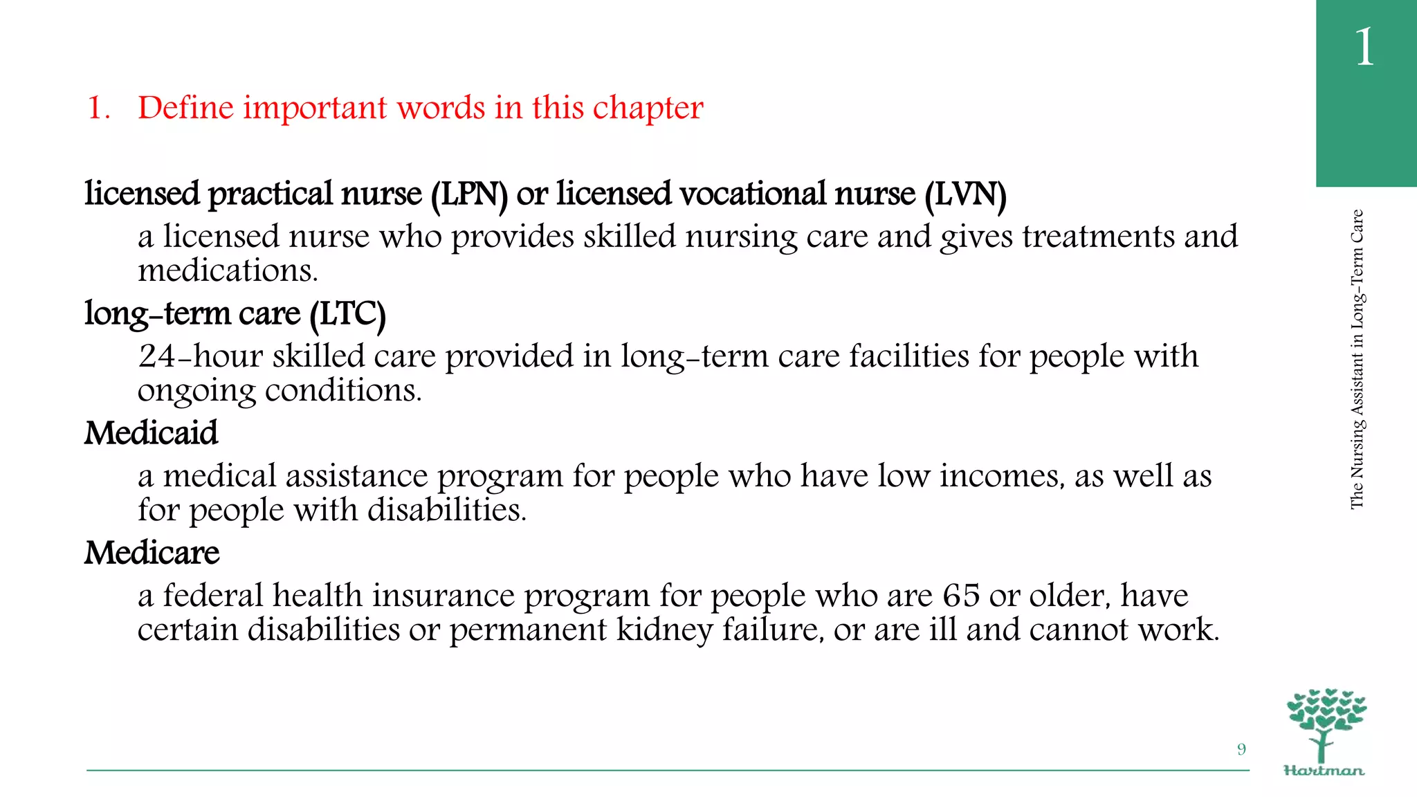 Chapter 1 - The Nursing Assistant in Long-Term Care | PPTX
