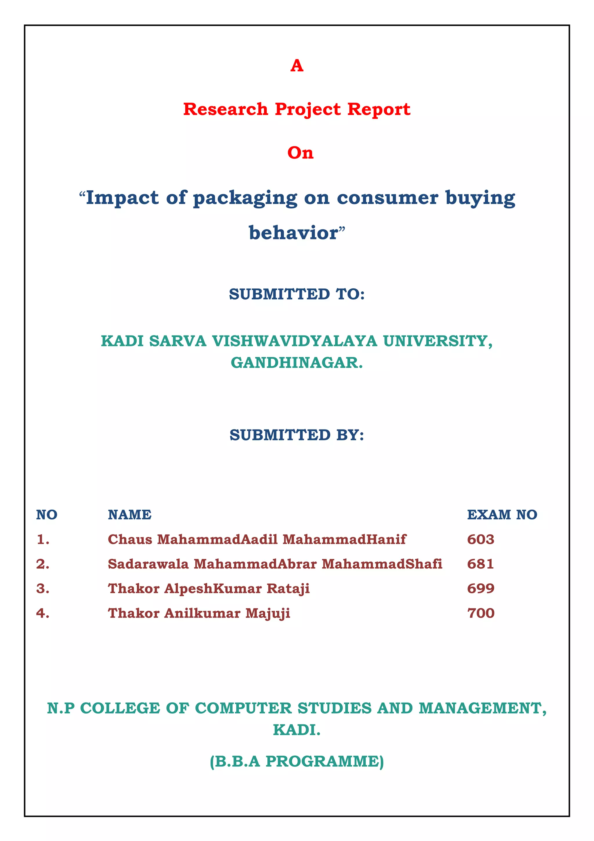 “Impact of packaging on consumer buying behavior" | PDF