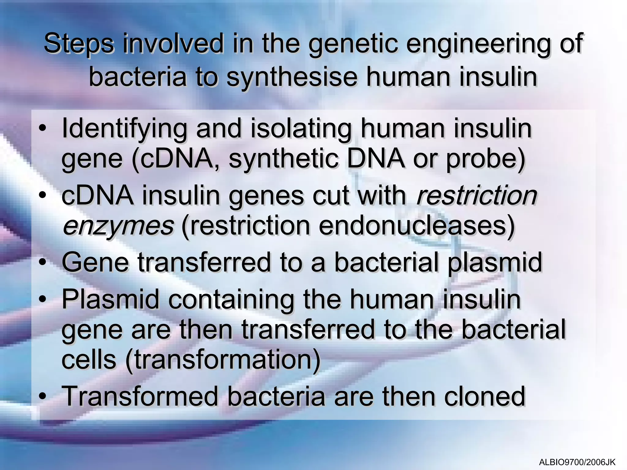 01 Gene Technology for Insulin Production | PPT