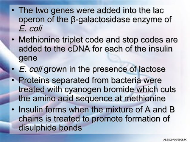 01 Gene Technology for Insulin Production | PPT