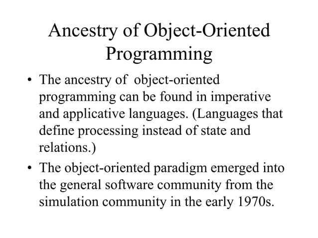 History Of Object Orientation In Oop Ppt