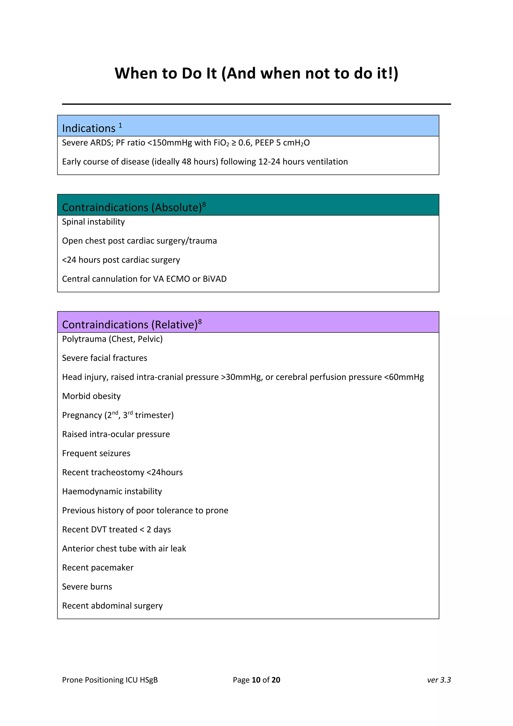 Prone Positioning in the Intubated Adult ICU Patient | PDF
