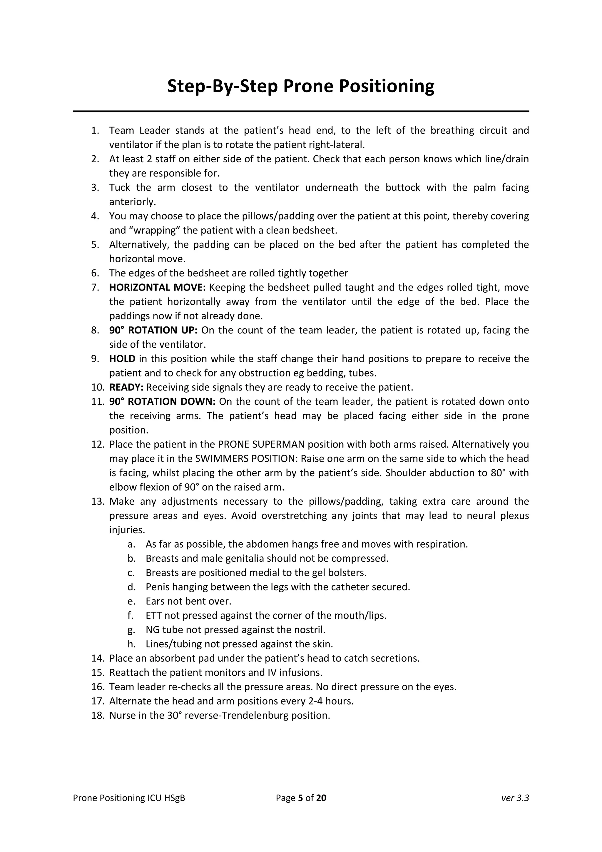 Prone Positioning in the Intubated Adult ICU Patient | PDF