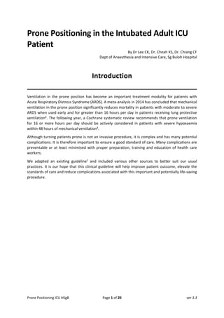 Prone Positioning in the Intubated Adult ICU Patient | PDF