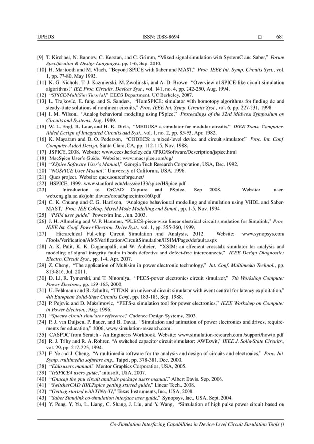 Co Simulation Interfacing Capabilities In Device Level Power Electronic Circuit Simulation Tools