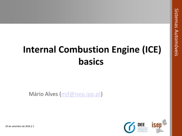 Automotive Systems course (Module 01) - Internal Combustion Engine (ICE ...