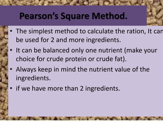identification of feed stuffs and feed formulation | PPTX