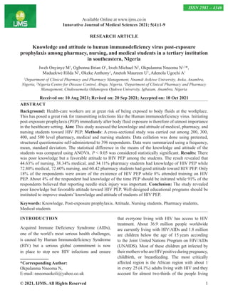 Knowledge and attitude to human immunodeficiency virus post-exposure ...