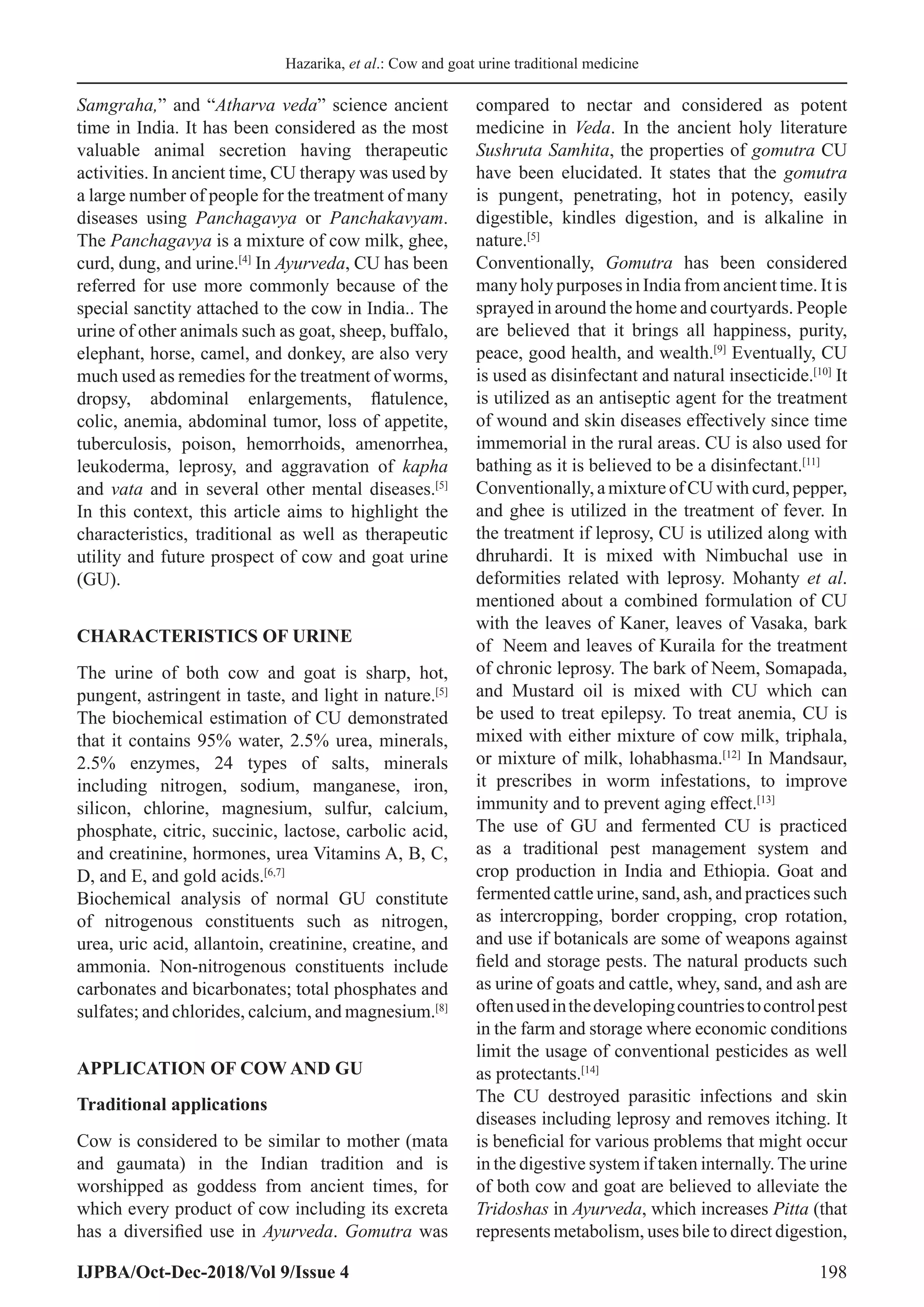 Application of Cow and Goat Urine in Traditional Systems of Medicines ...