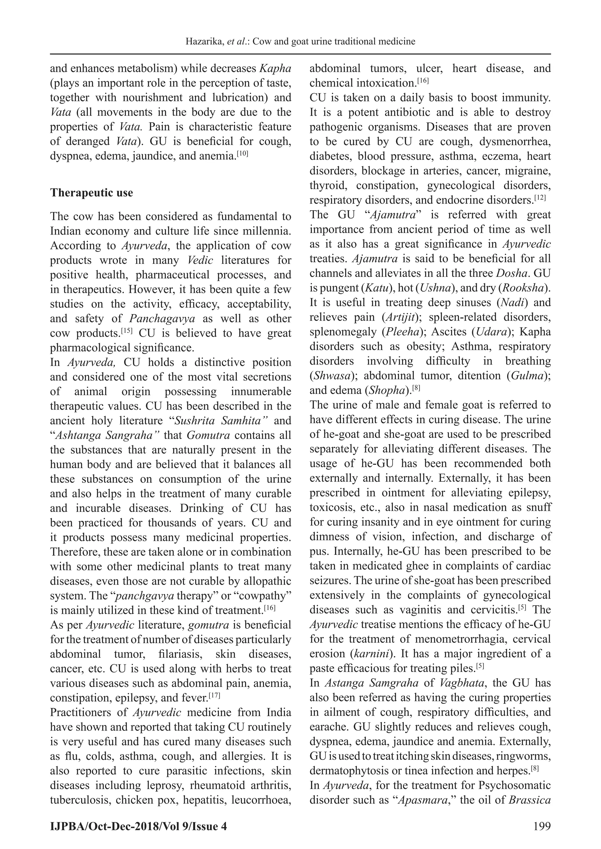 Application of Cow and Goat Urine in Traditional Systems of Medicines ...
