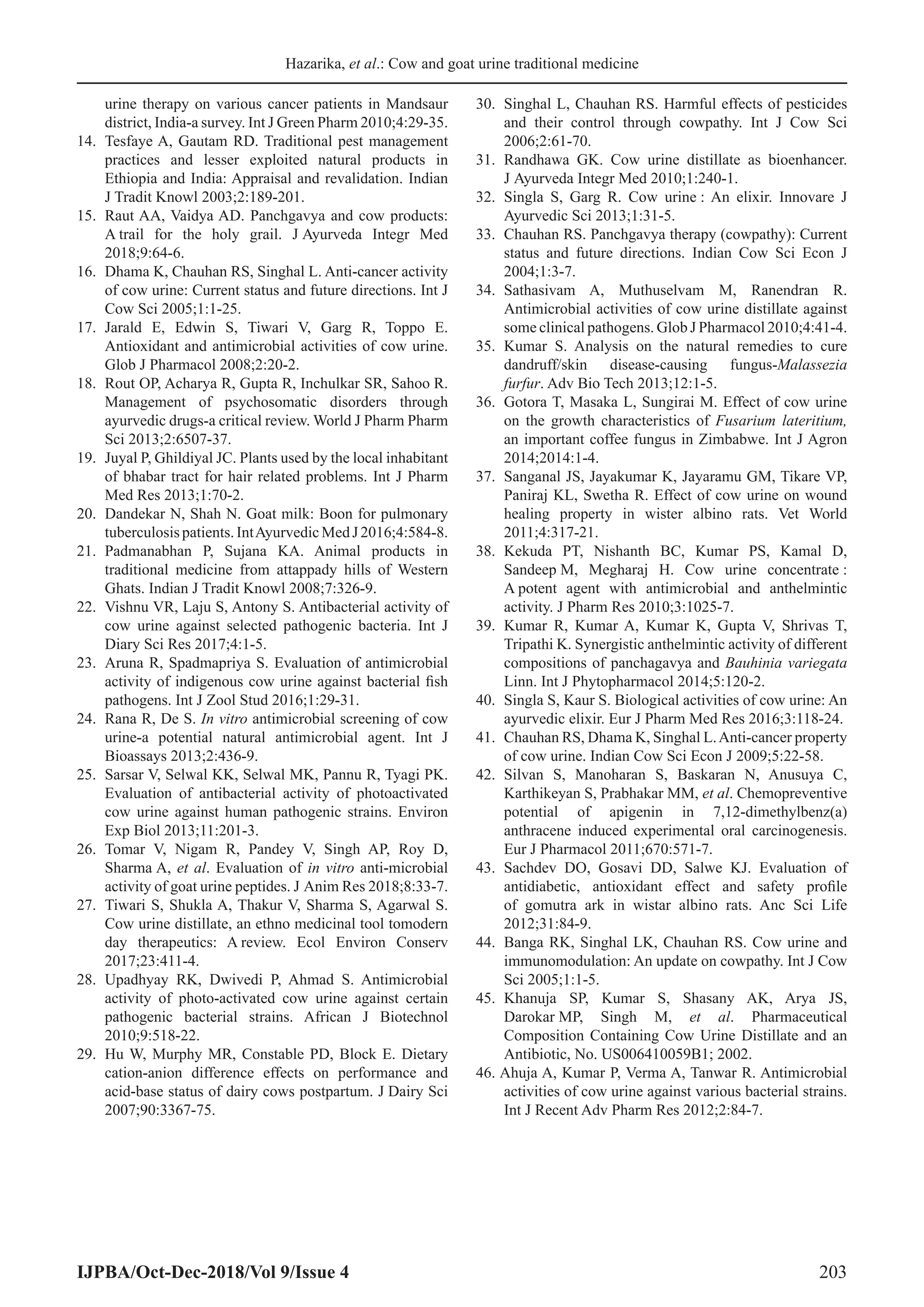Application of Cow and Goat Urine in Traditional Systems of Medicines ...