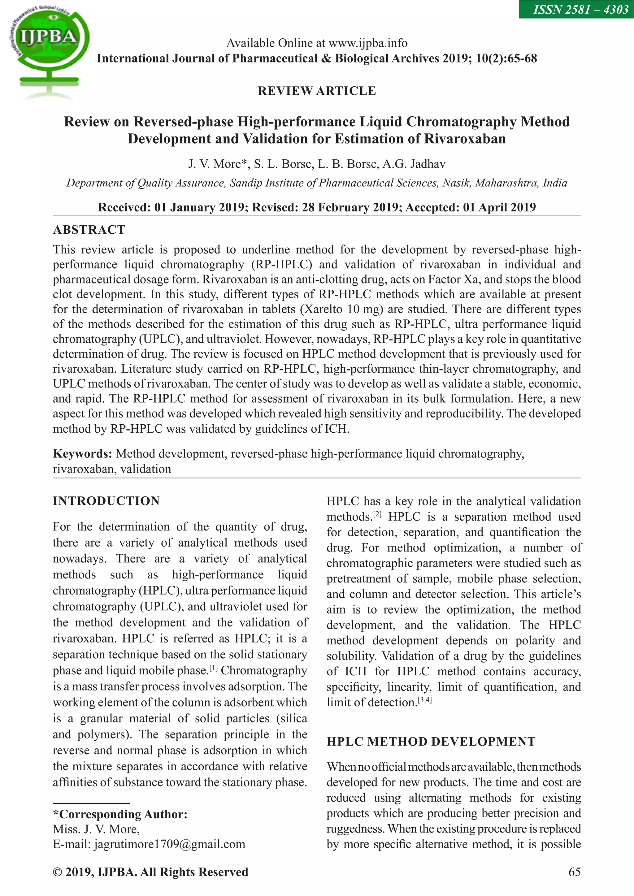 Review on Reversed-phase High-performance Liquid Chromatography Method Development and ...