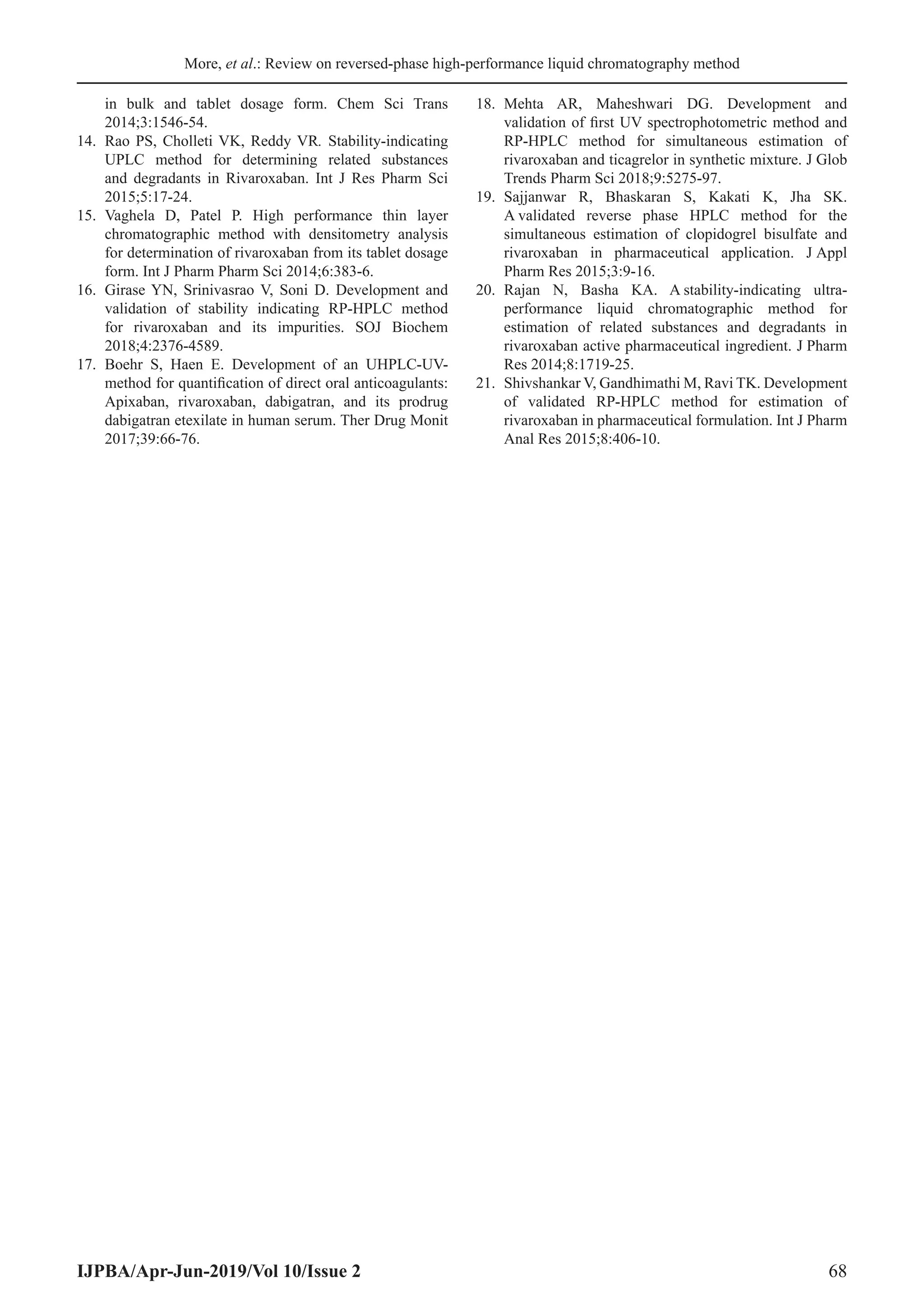 Review on Reversed-phase High-performance Liquid Chromatography Method ...