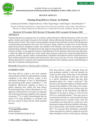 Floating Drug Delivery System: An Outlook | PDF | Digestive Disorders ...