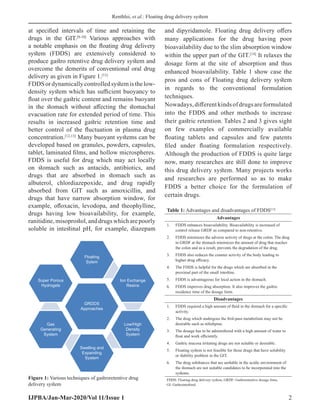 Floating Drug Delivery System: An Outlook | PDF | Digestive Disorders ...
