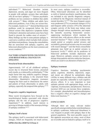 Cognition and Behavioral Effects in Epilepsy: A Review | PDF