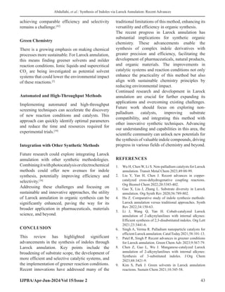 Synthesis of Indoles through Larock Annulation: Recent Advances | PDF