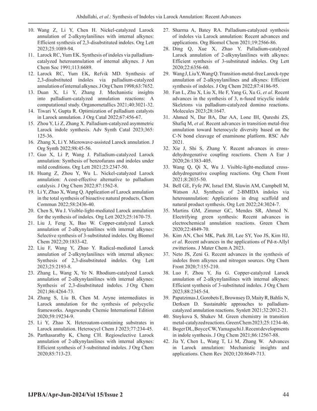 Synthesis of Indoles through Larock Annulation: Recent Advances | PDF | Free Download