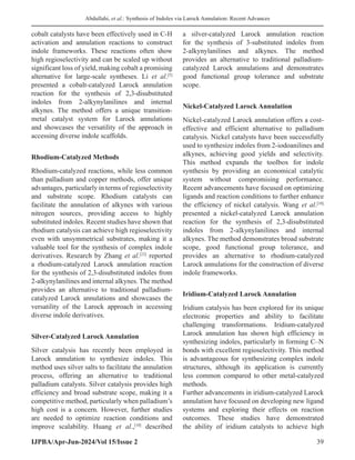 Synthesis of Indoles through Larock Annulation: Recent Advances | PDF