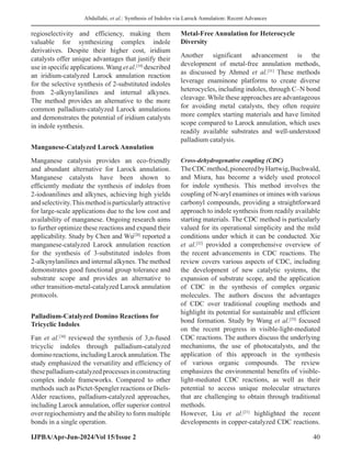 Synthesis of Indoles through Larock Annulation: Recent Advances | PDF