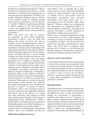 Fructosamine: An Essential Biomarker in the Diabetes Landscape | PDF