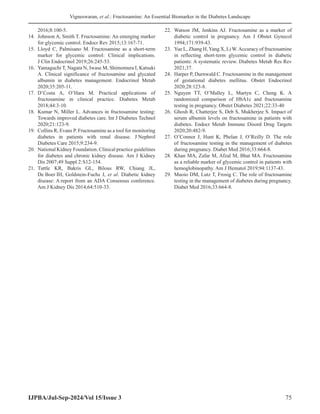 Fructosamine: An Essential Biomarker in the Diabetes Landscape | PDF