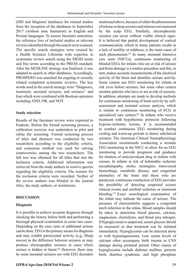Diagnosis and Treatment of Neonatal Seizures - A Review | PDF
