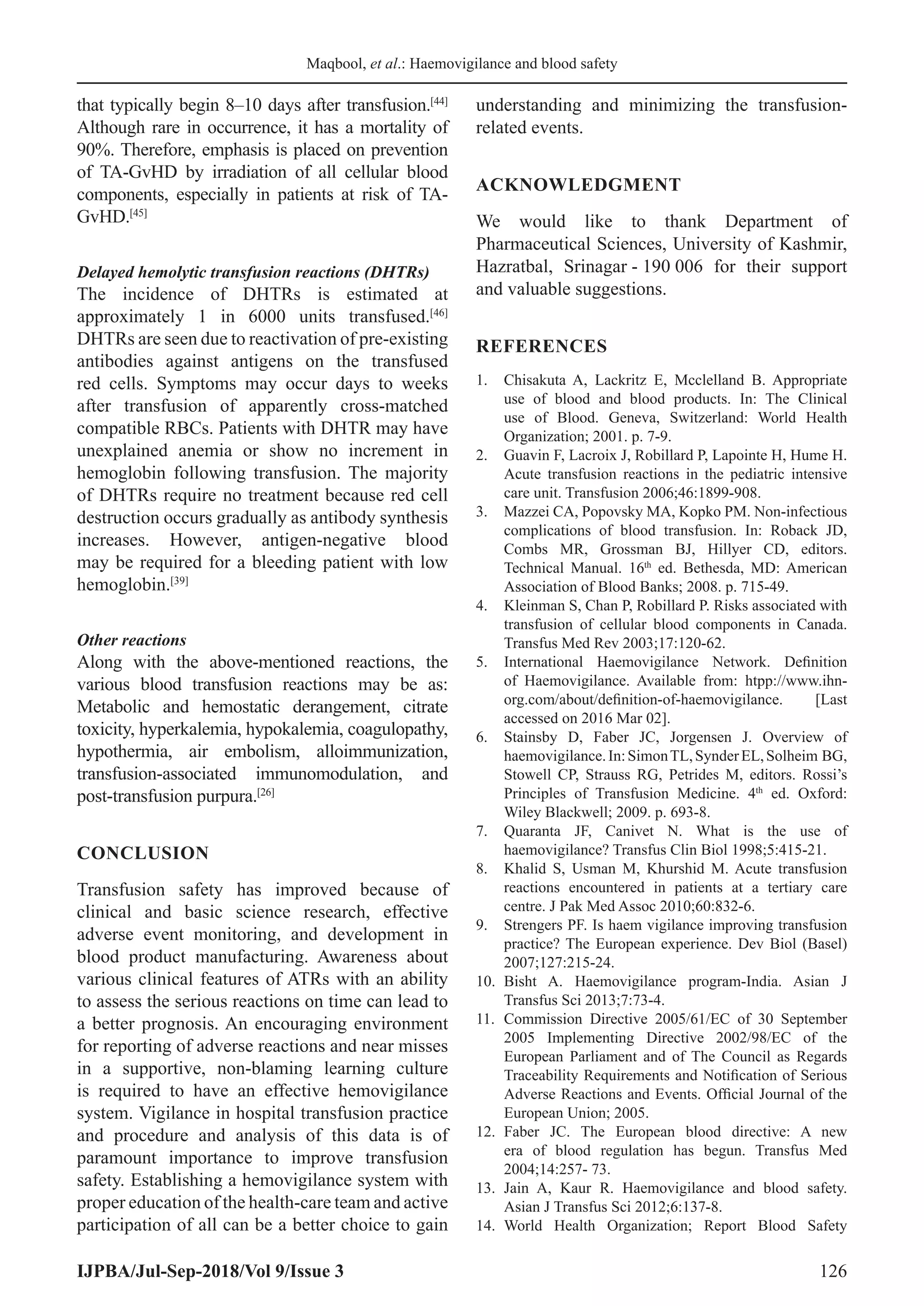 Hemovigilance and Blood Safety: A Review | PDF