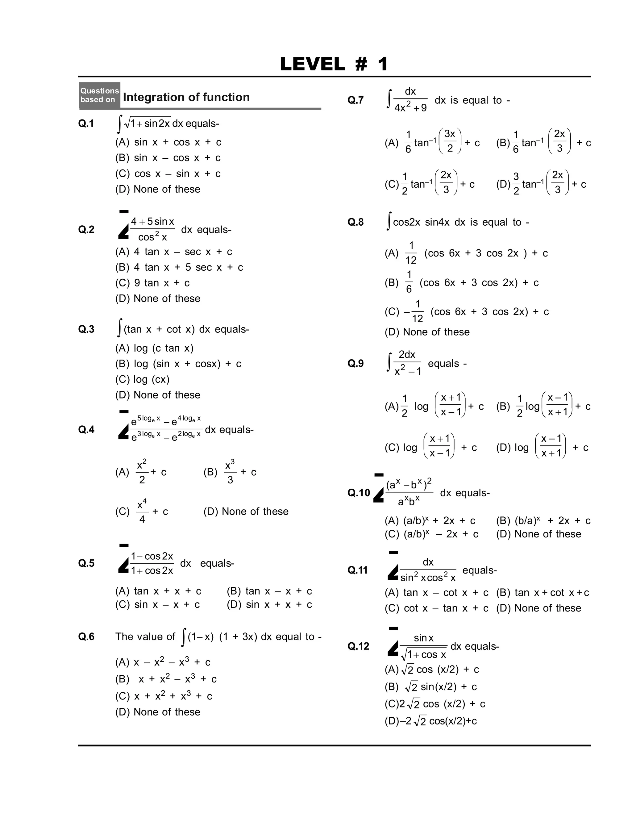 01 Indefinite Intergration. Module-5pdf | PDF