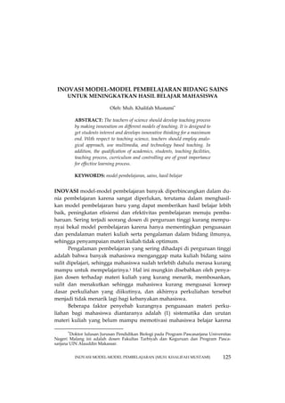 01 inovasi model model pembelajaran - muh khalifah mustami | PDF