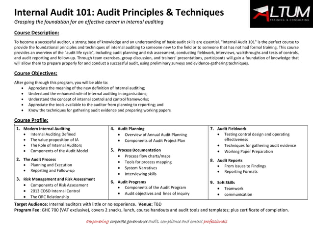 01 internal audit 101 principles and techniques | PDF