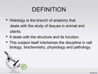 Introduction to Histology | PPT | Biological Sciences | Science