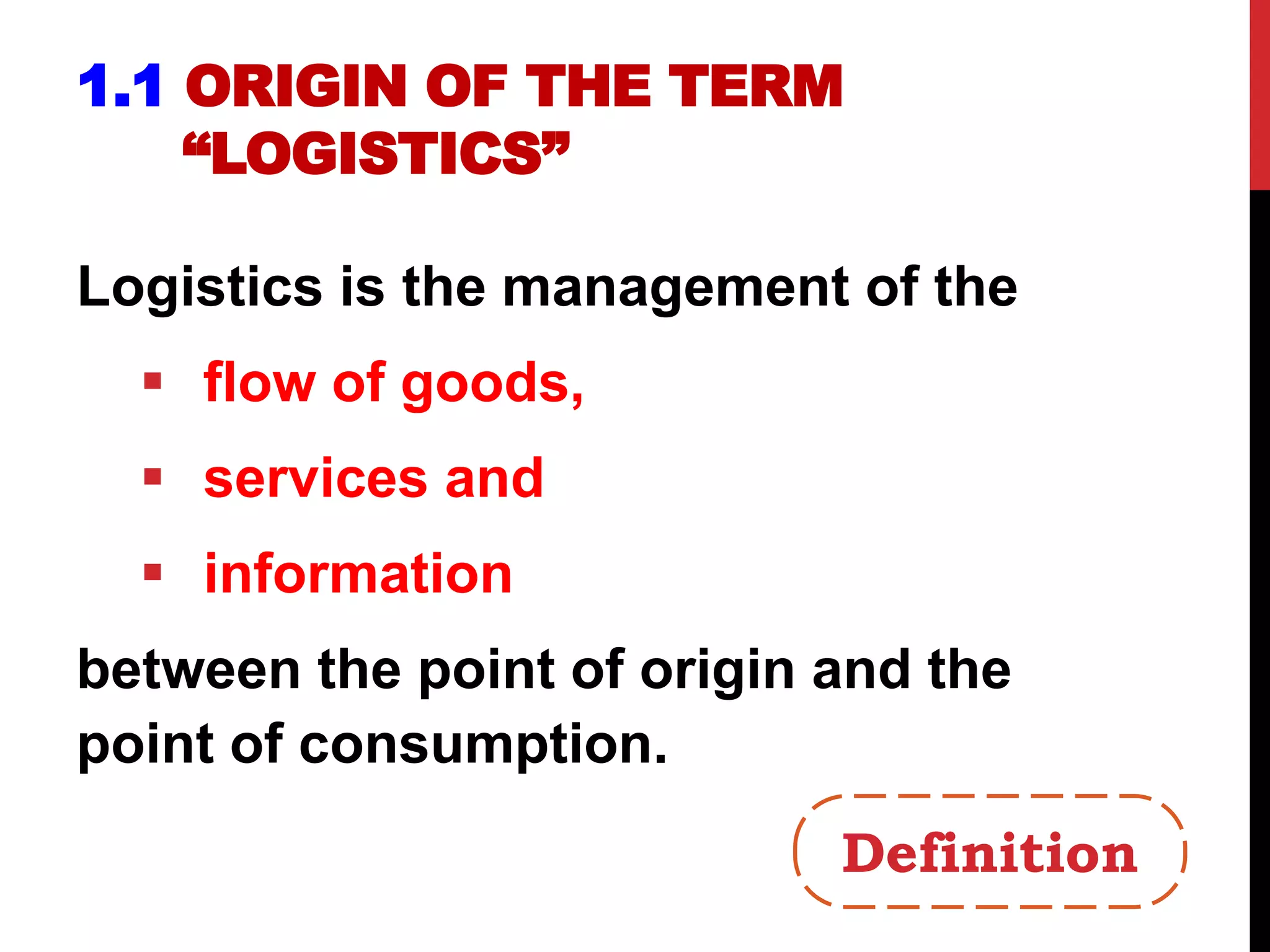 01 Logistics - Introduction and classification of logistics.pptx