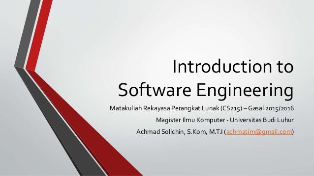 Lecture 01 Introduction To Software Engineering