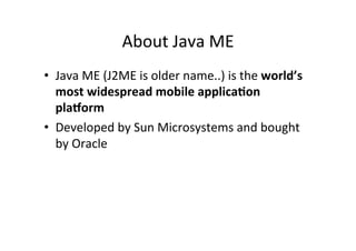 Introduction to Java ME | PDF