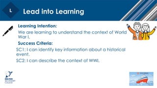 Lesson 1 - Introduction to World War one | PPTX